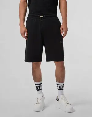 Philipp Plein Jogging Shorts With Signature Logo - Black