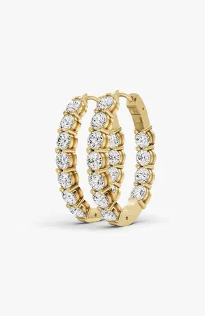 SEREIA OFFICIAL 14k Gold 3 Ct Sereia Earrings Hoop Diamonds - Yellow Gold