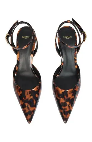 Balmain Printed Patent Leather Strappy Courts