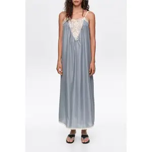Bimba Y Lola Silk Lace Strap Maxi Dress