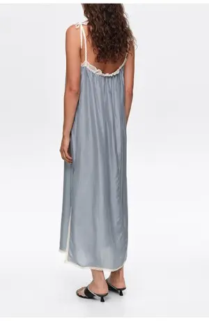 Bimba Y Lola Silk Lace Strap Maxi Dress