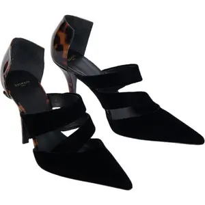 Balmain Velvet And Printed Patent Leather Courts - Black