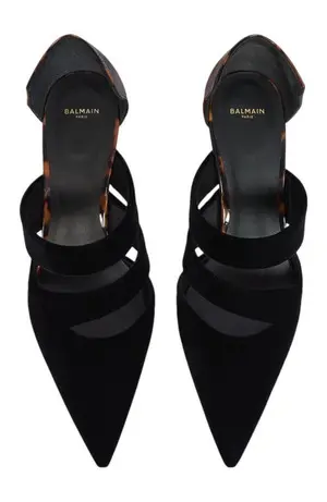 Balmain Velvet And Printed Patent Leather Courts