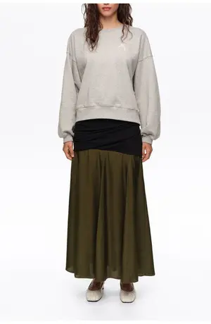 Bimba Y Lola BIMBA Y LOLA Mixed-Fabric A-Line Midi Skirt Black