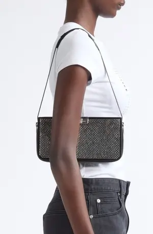 Alexander Wang Siren Pochette Crystal Embellished Leather Shoulder Bag
