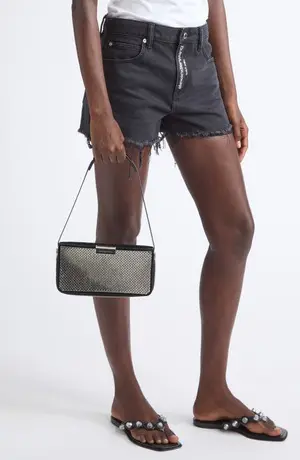Alexander Wang Siren Pochette Crystal Embellished Leather Shoulder Bag