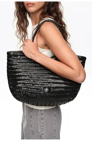Bimba Y Lola Large Plaited Leather Shopper Bag - Black
