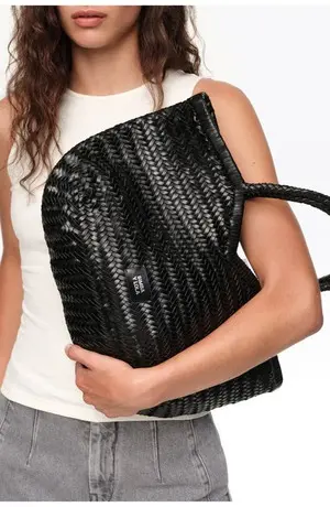 Bimba Y Lola Large Plaited Leather Shopper Bag - Black