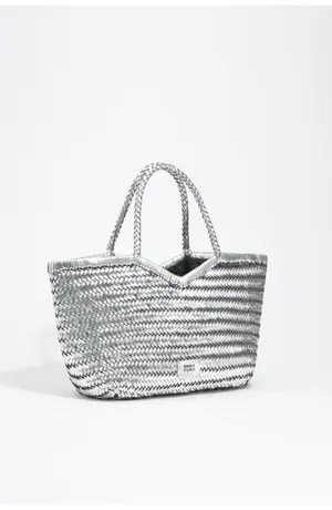 Bimba Y Lola Large Plaited Leather Shopper Bag - Silver