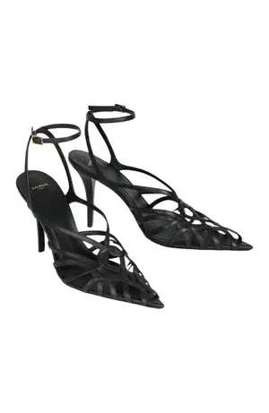 Balmain Smooth Leather Cage Sandals