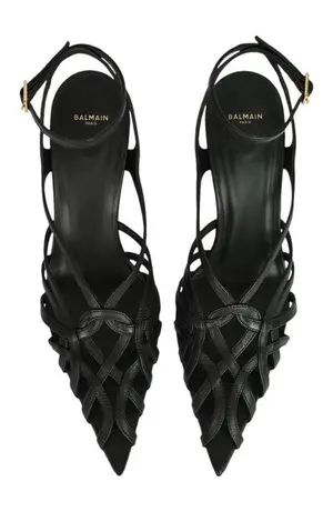 Balmain Smooth Leather Cage Sandals