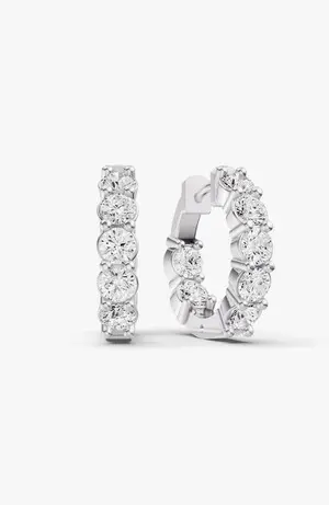 SEREIA OFFICIAL 14k Diamond In & Out Hoop Earrings - White Gold