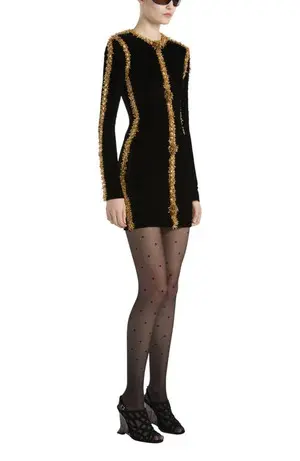 Balmain Velvet Dress With Embroidered Trim