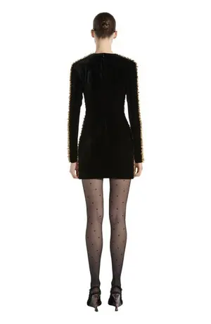 Balmain Velvet Dress With Embroidered Trim