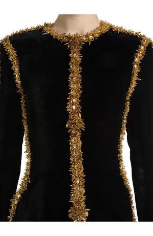 Balmain Velvet Dress With Embroidered Trim