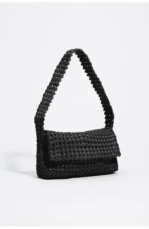 Bimba Y Lola Medium Plaited Leather Hobo Bag - Black