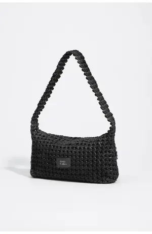 Bimba Y Lola Medium Plaited Leather Hobo Bag - Black