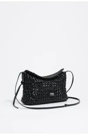 Bimba Y Lola Mini Braided Leather Shoulder Bag - Black