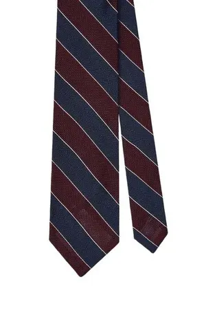 Robert Talbott Duvall Grenadine Textured Multi Stripe Necktie - Navy Multi