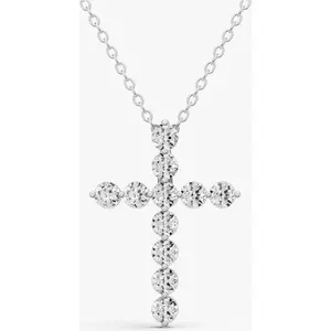 SEREIA OFFICIAL Diamond Cross Pendant Necklace - White Gold