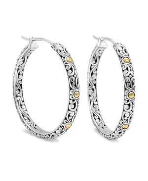 DEVATA 35mm Filigree Hoop Earrings - Silver