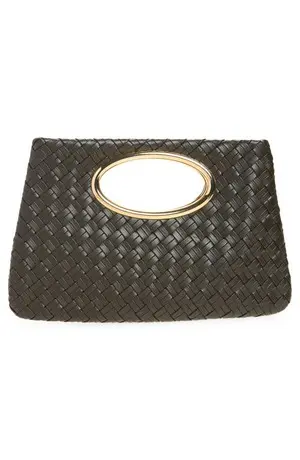 Mango Woven Faux Leather Frame Clutch