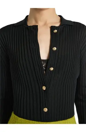 Balmain Ribbed Knit Buttoned Cardigan