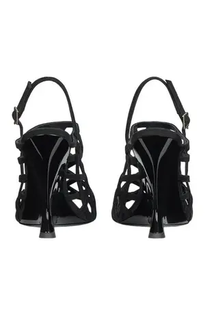 Balmain Wedge Cage Sandals In Suede