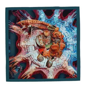 LUNAVERSOUL The Mystic Journey Afrofuturism Extra Large Silk Scarf - Multicolor