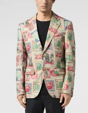 BILLIONAIRE Printed Linen Blazer Gigolo Fit