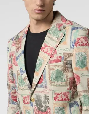 BILLIONAIRE Printed Linen Blazer Gigolo Fit