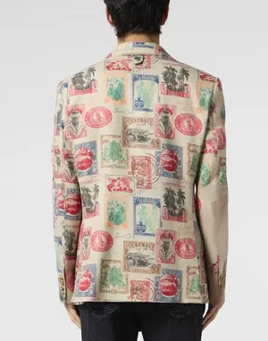 BILLIONAIRE Printed Linen Blazer Gigolo Fit