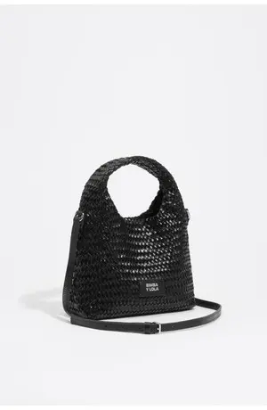 Bimba Y Lola Small Plaited Leather Paper Bag - Black