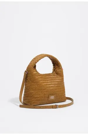 Bimba Y Lola Small Plaited Leather Paper Bag Lime