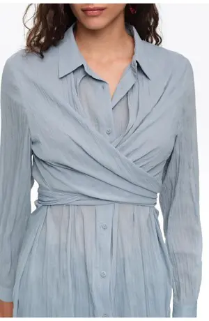 Bimba Y Lola Pleated Long Sleeve Shirt With Classic Collar