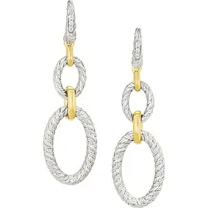 JAN LESLIE Marseille Sterling Silver With 18k Gold Double Oval Earrings - Silver/gold