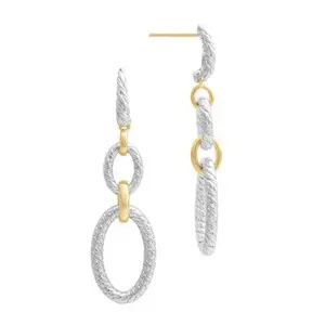 JAN LESLIE Marseille Sterling Silver With 18k Gold Double Oval Earrings
