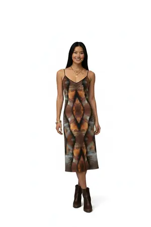 LUNAVERSOUL Metal Helix Printed Silk-satin Blend Midi Slip Dress - Multicolor