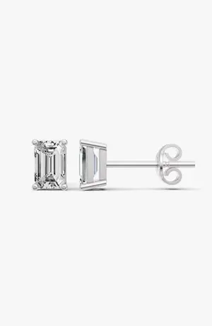 SEREIA OFFICIAL 14k Gold Studs Earrings 0.5 Ct Emerald Solitaire - White Gold