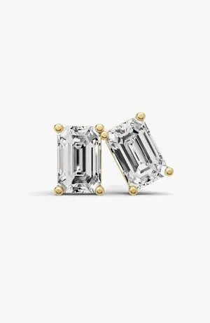 SEREIA OFFICIAL 14k Gold Studs Earrings 0.5 Ct Emerald Solitaire - Yellow Gold