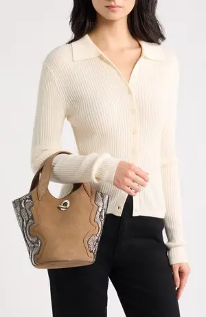 Veronica Beard Mixed Media Bucket Bag