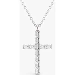 SEREIA OFFICIAL 14k Diamond Cross Pendant Necklace - White Gold