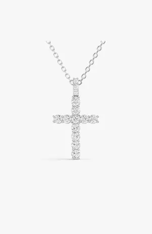 SEREIA OFFICIAL 14k Diamond Cross Pendant Necklace - White Gold
