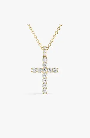 SEREIA OFFICIAL 14k Diamond Cross Pendant Necklace - Yellow Gold