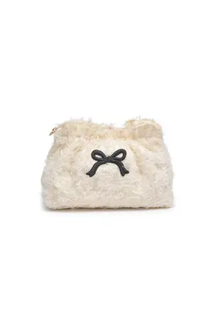 URBAN ESSENTIALS Fluffette Cosmetic & Travel Organizer Pouch - Cream Black