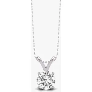 SEREIA OFFICIAL 14k Gold 2 Ct Lab-grown Diamond Classic Solitaire Pendant White Gold