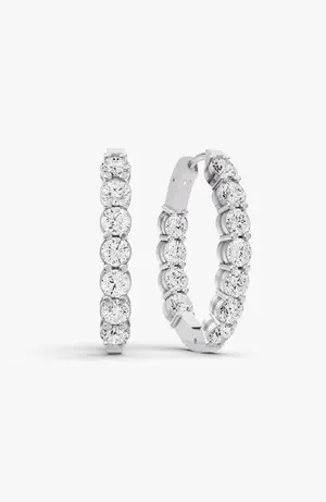 SEREIA OFFICIAL 14k Gold 4 Ct Sereia Earrings Hoop Diamonds - White Gold
