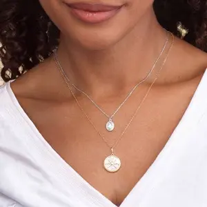 THE LOVERY FINE JEWELRY Cz Oval Double Bezel Necklace - Sterling Silver