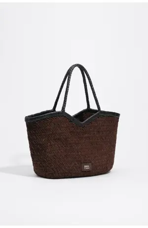 Bimba Y Lola Large Braided Leather Shopper - Chocolate