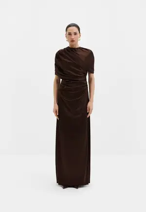 MALINA Cassia Draped Fitted Maxi Dress